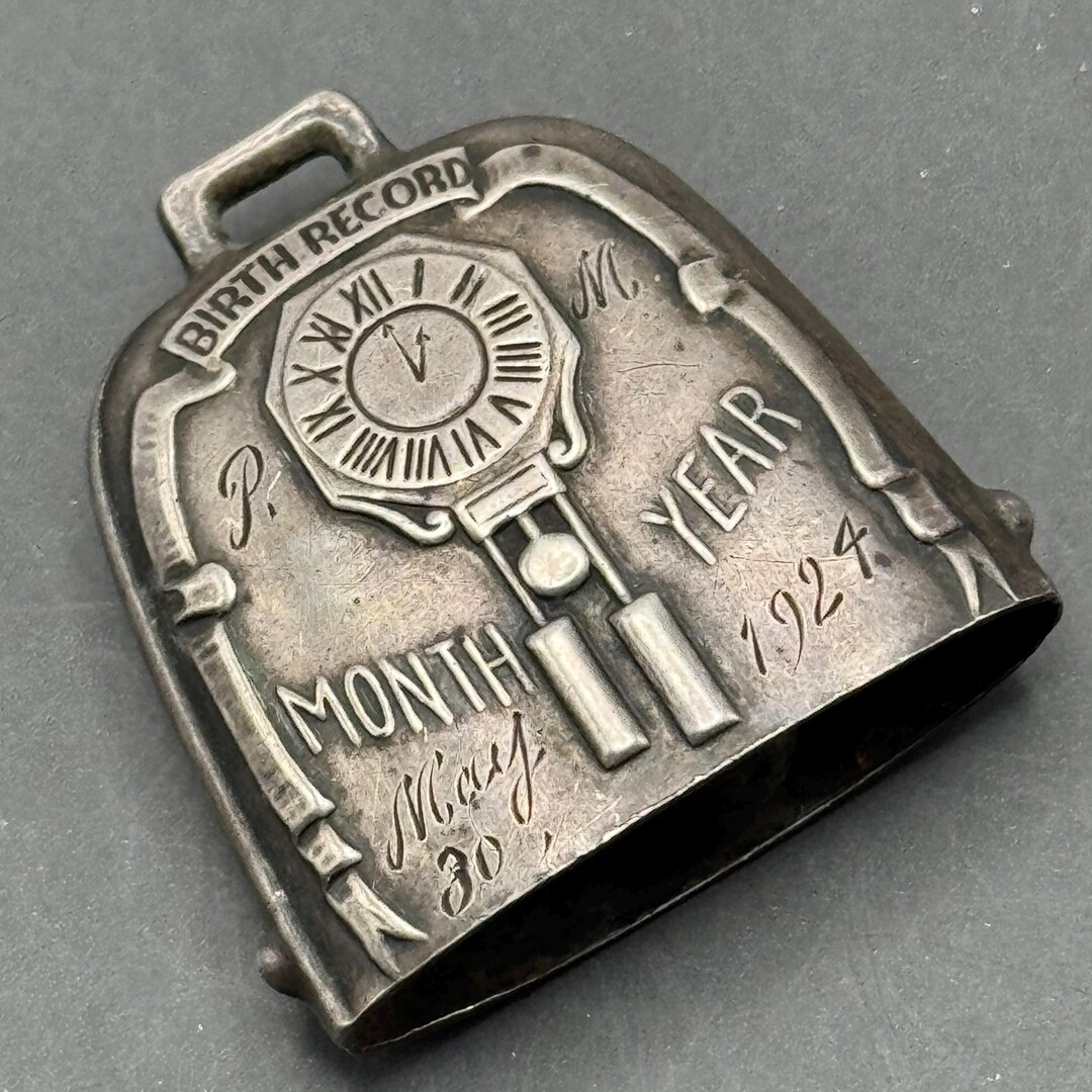 Art Deco Sterling Silver Baby Birth Record Ringing Bell Pendant 1924 - Etsy