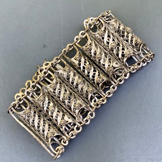 Wide Vintage Turkish Ottoman Era Fine Filigree Brace… - Gem