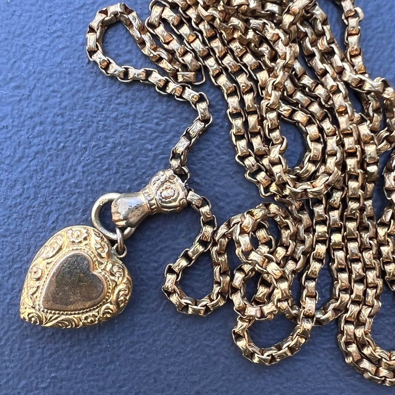 Antique Victorian Rolled Gold Puffed Hear Fist Hand Chain - Etsy