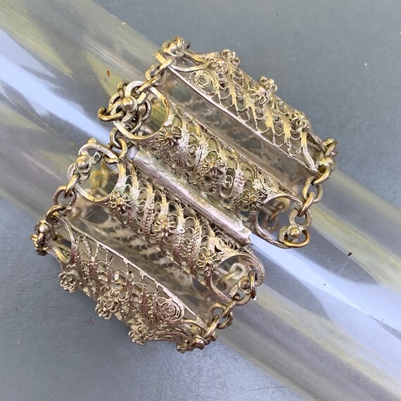 Wide Vintage Turkish Ottoman Era Fine Filigree Brace… - Gem