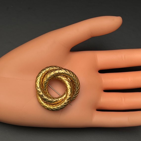 Antique Textured gold Gilded Love knot Pin Brooch C… - Gem