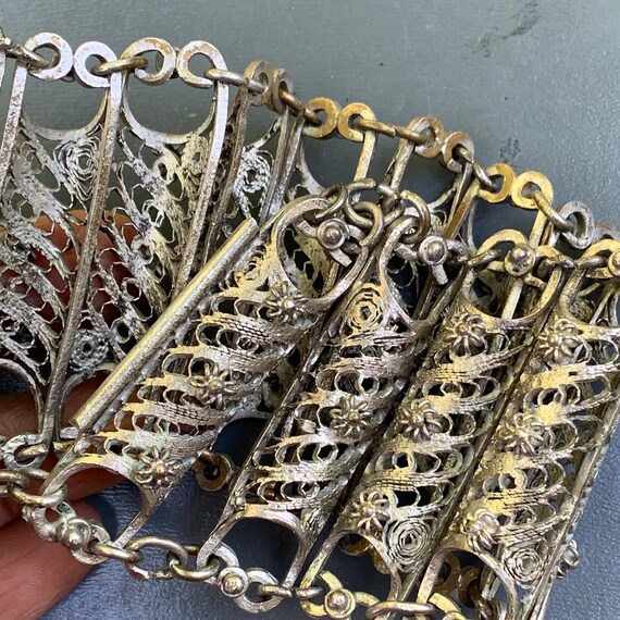 Wide Vintage Turkish Ottoman Era Fine Filigree Brace… - Gem