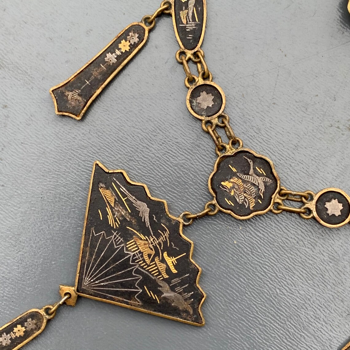 Vintage Amita Japan 24kt Gold Silver Brass Necklace . | Etsy