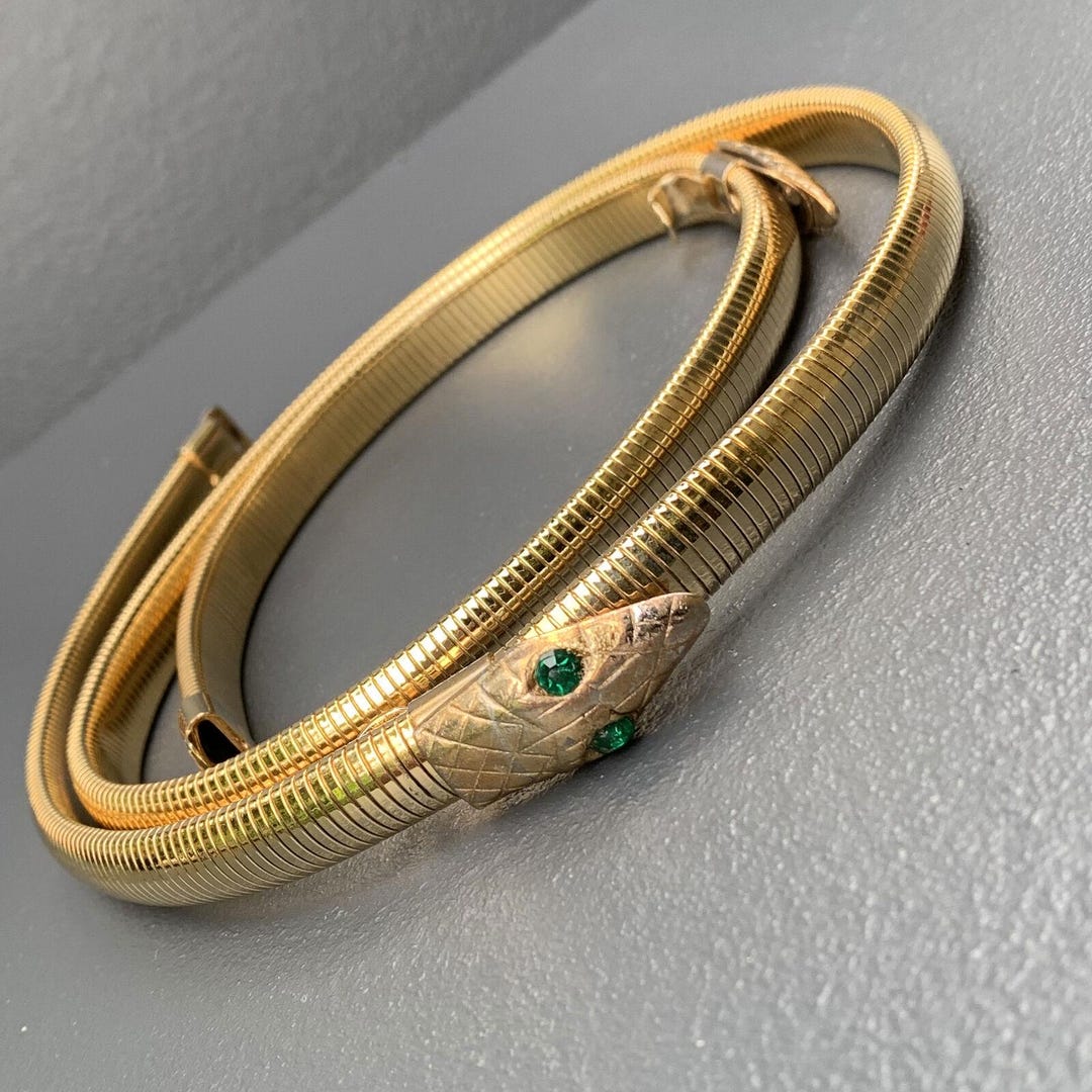 Vintage Gold Plated Flexible Omega Snake Necklace . Mod Modern ...