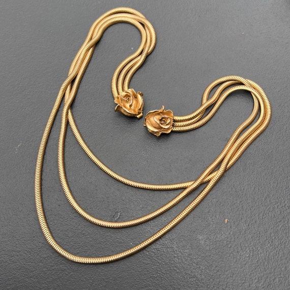 Vintage Flexible Gold Plated Snake Chain Layered Ne… - Gem