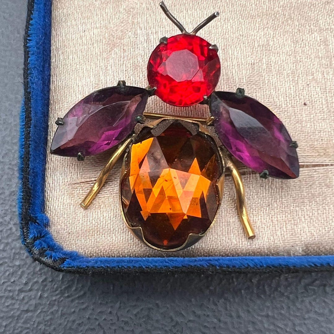 Old Egyptian Revival Scarab Beetle Pin . Brooch . Czech Art Deco ...