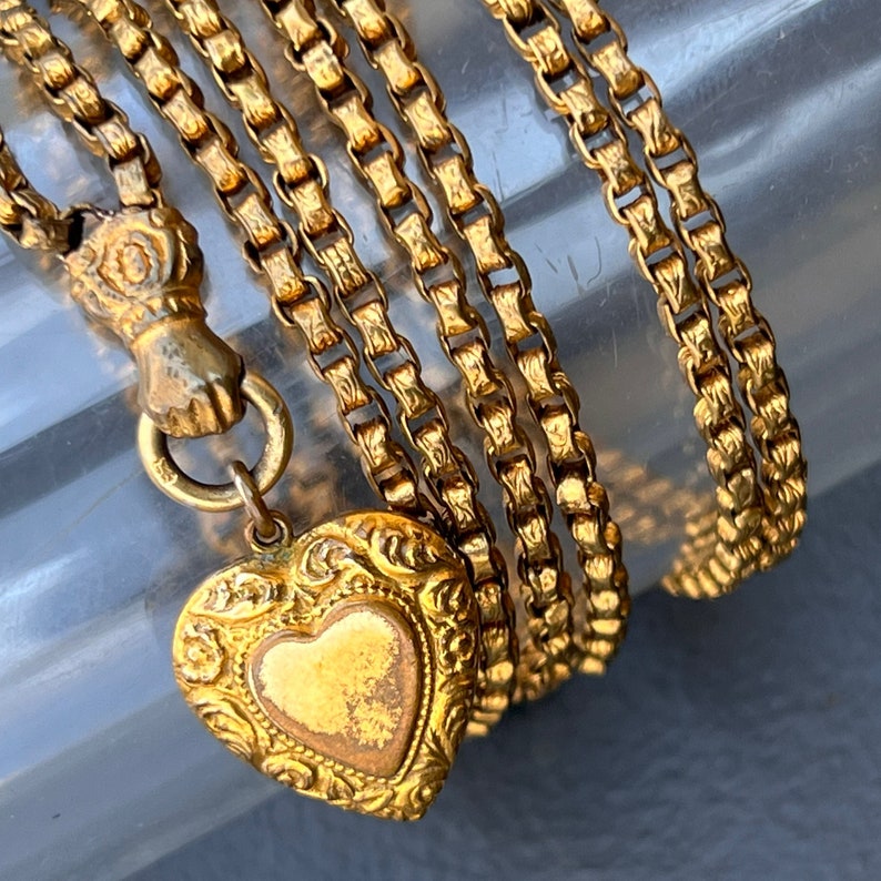 Antique Victorian Rolled Gold Puffed Hear Fist Hand Chain - Etsy