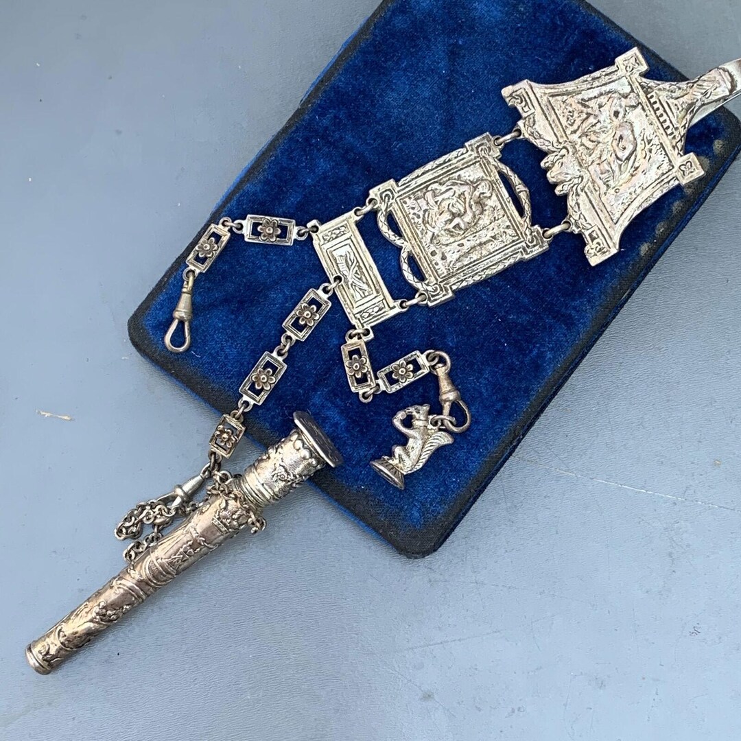 Antique Victorian Renaissance Revival Chatelaine Pin . Costume Jewelry ...