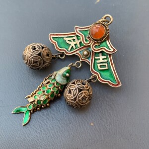 Vintage Chinese Sterling Silver Enamel Koi Fish Pin Brooch Pendant ...