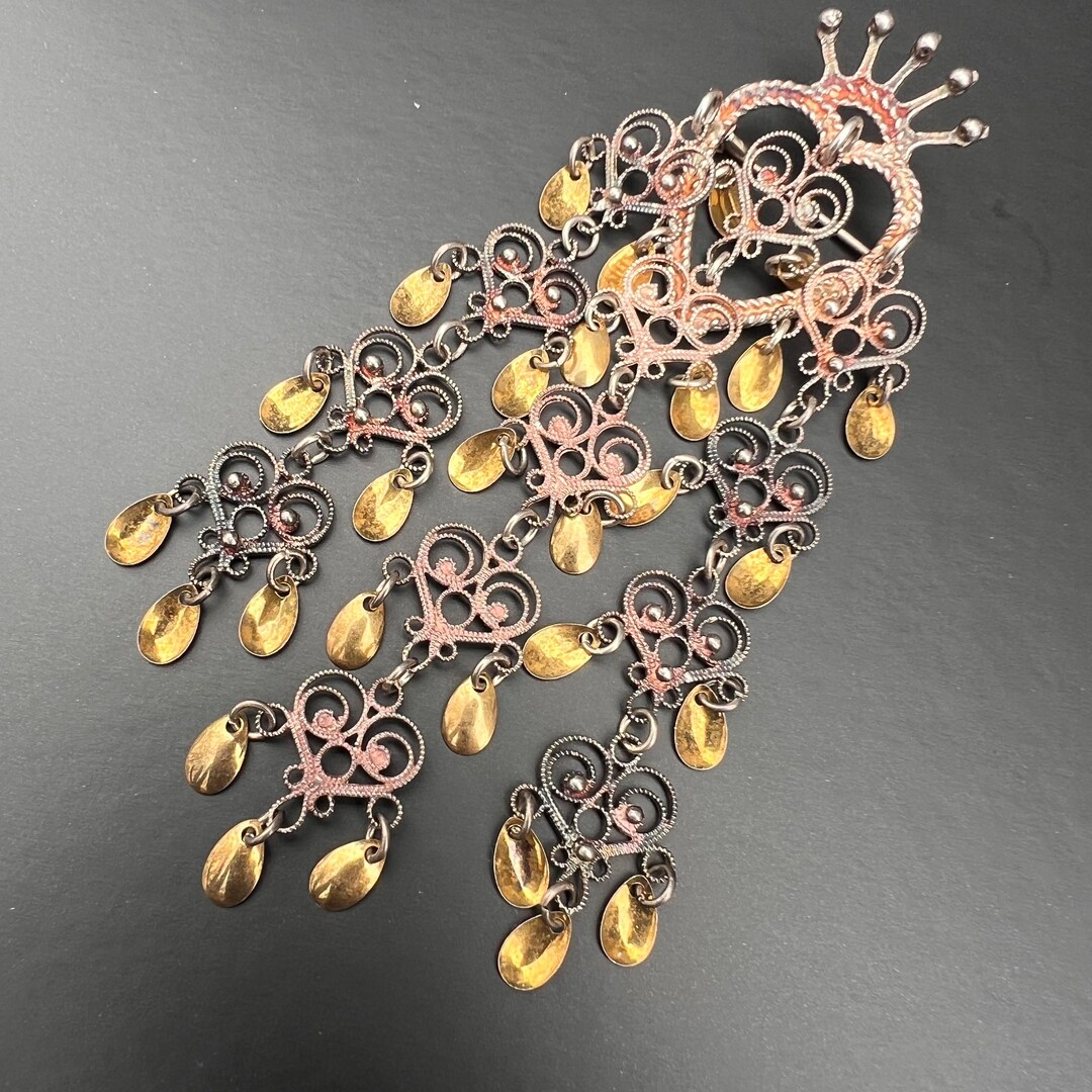 LONG Vintage Silver Solje Norway Pin Brooch Norwegian Bridal Jewelry - Etsy