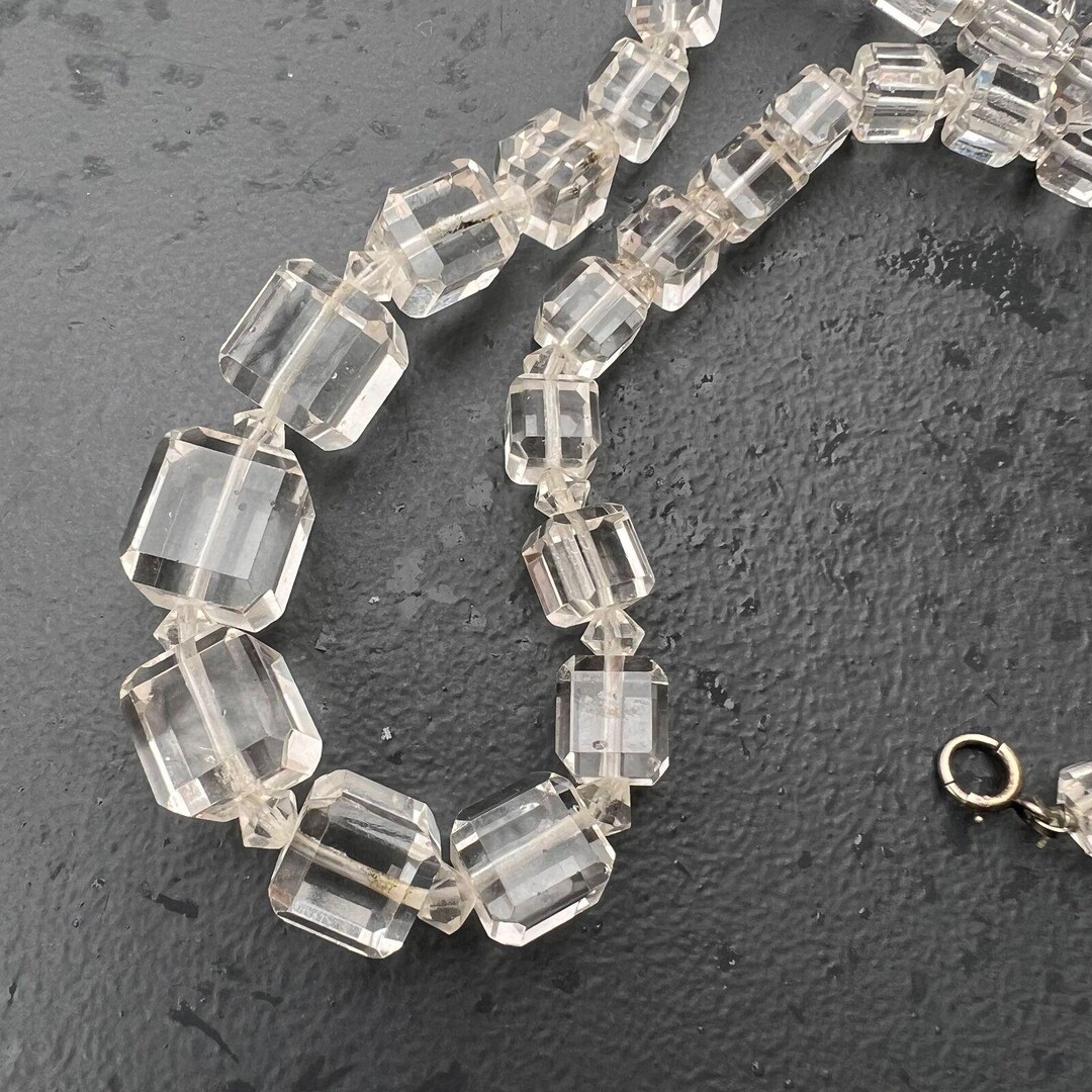 Old Art Deco Rock Crystal Bead Beaded Necklace - Etsy