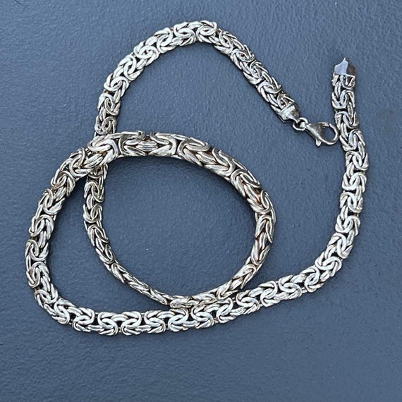 20" Long Turkish sterling silver Byzantine Style chai… - Gem