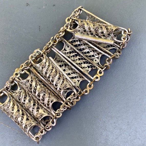 Wide Vintage Turkish Ottoman Era Fine Filigree Brace… - Gem