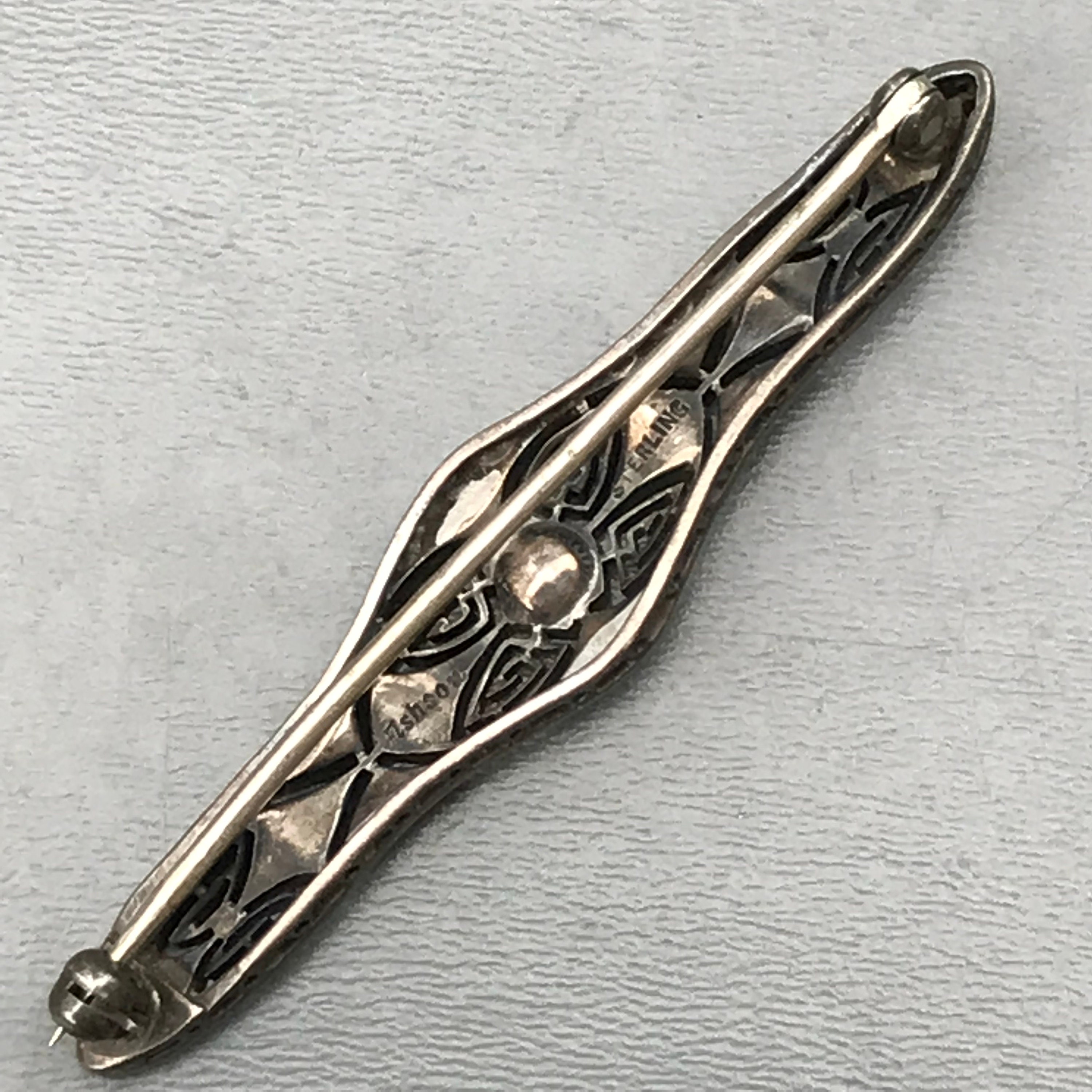 Vintage Art Deco Bar Pin . Brooch . Brooches . Sterling | Etsy