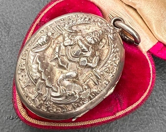 Rare Victorian Anglo Indian Heavy Sterling Silver Swami Deity Pendant ...