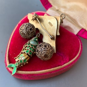 Vintage Chinese Sterling Silver Enamel Koi Fish Pin Brooch Pendant ...