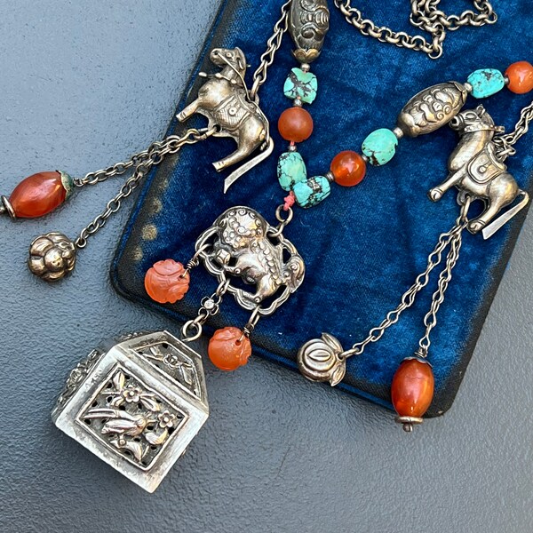 Antique Chinese Silver Necklace - Etsy