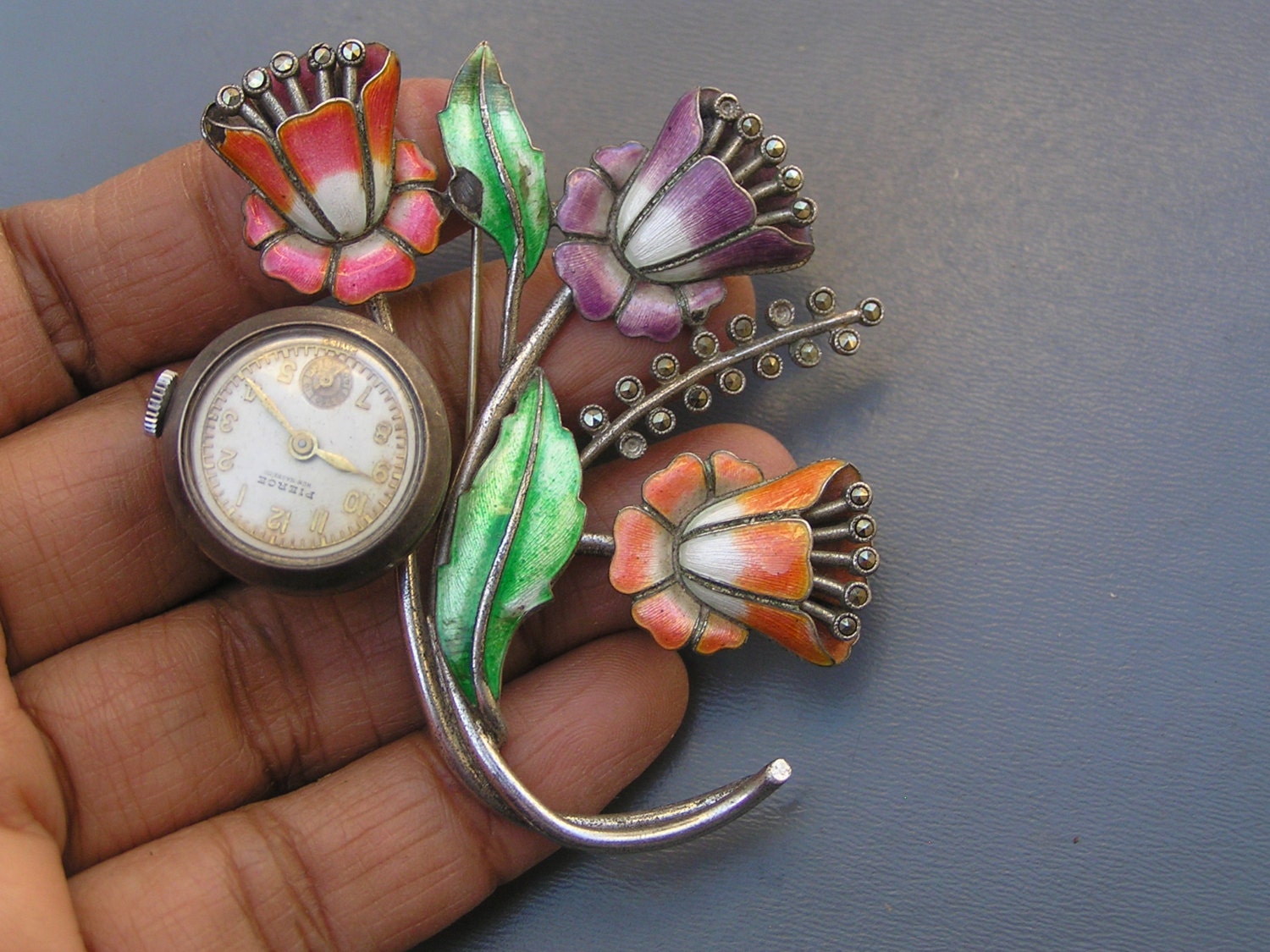 Vintage Art Deco Pin . Brooch . Watch . Guilloche Enamel | Etsy