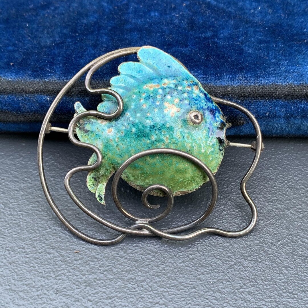 Vintage Sterling Silver Enamel Fish Brooch Pin . Silver Jewelry - Etsy