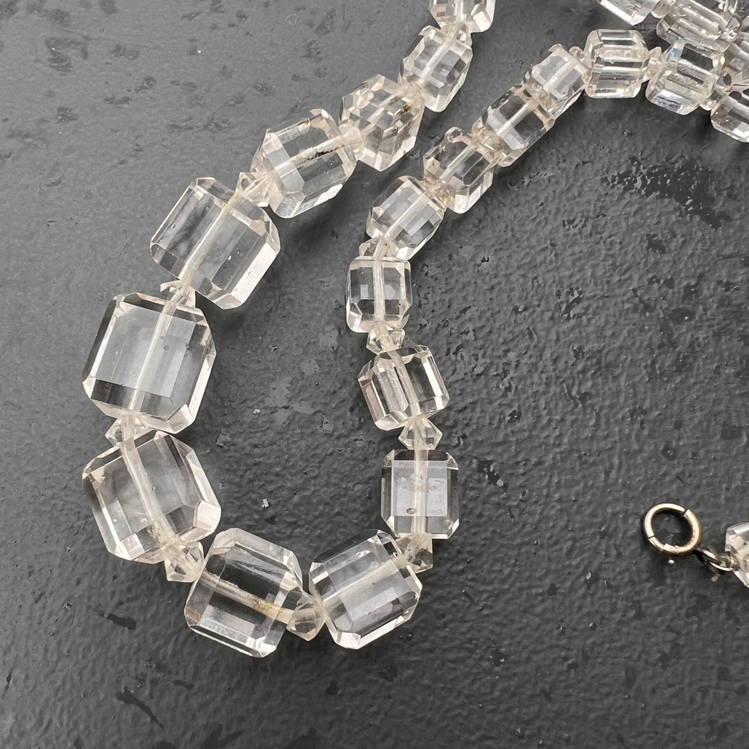 Old Art Deco Rock Crystal Beaded Necklace . Rock Crystal Beaded ...