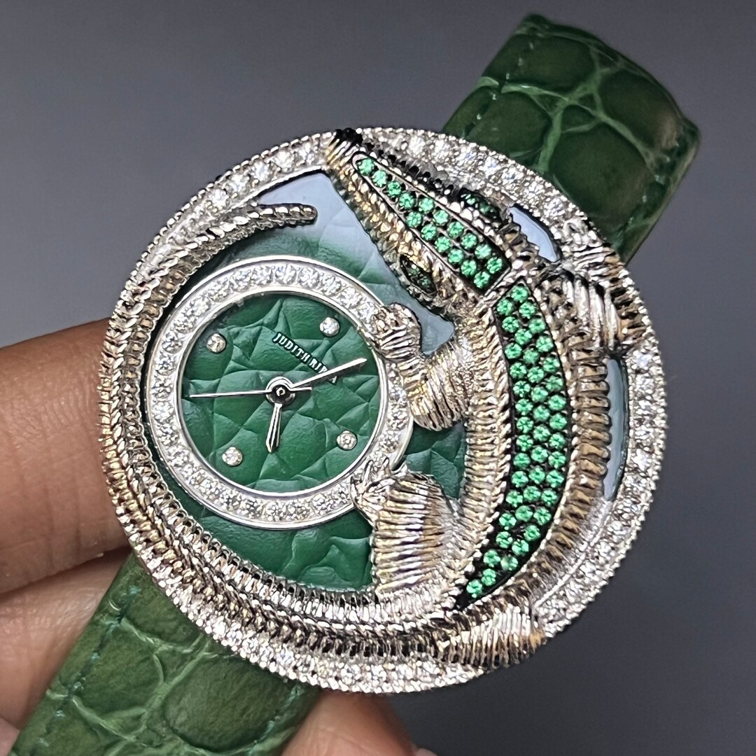 Judith Ripka CZ Stainless Steel Alligator Quartz Watch - Etsy