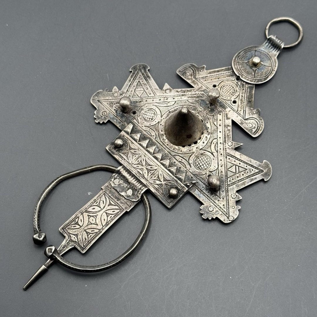 Large Antique Ethnic Tribal Berber Fibula Morocco Silver Fibula Pendant ...