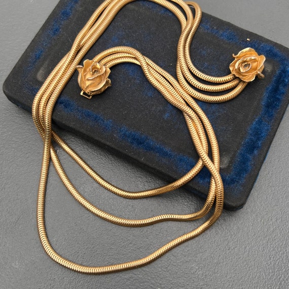 Vintage Flexible Gold Plated Snake Chain Layered Ne… - Gem