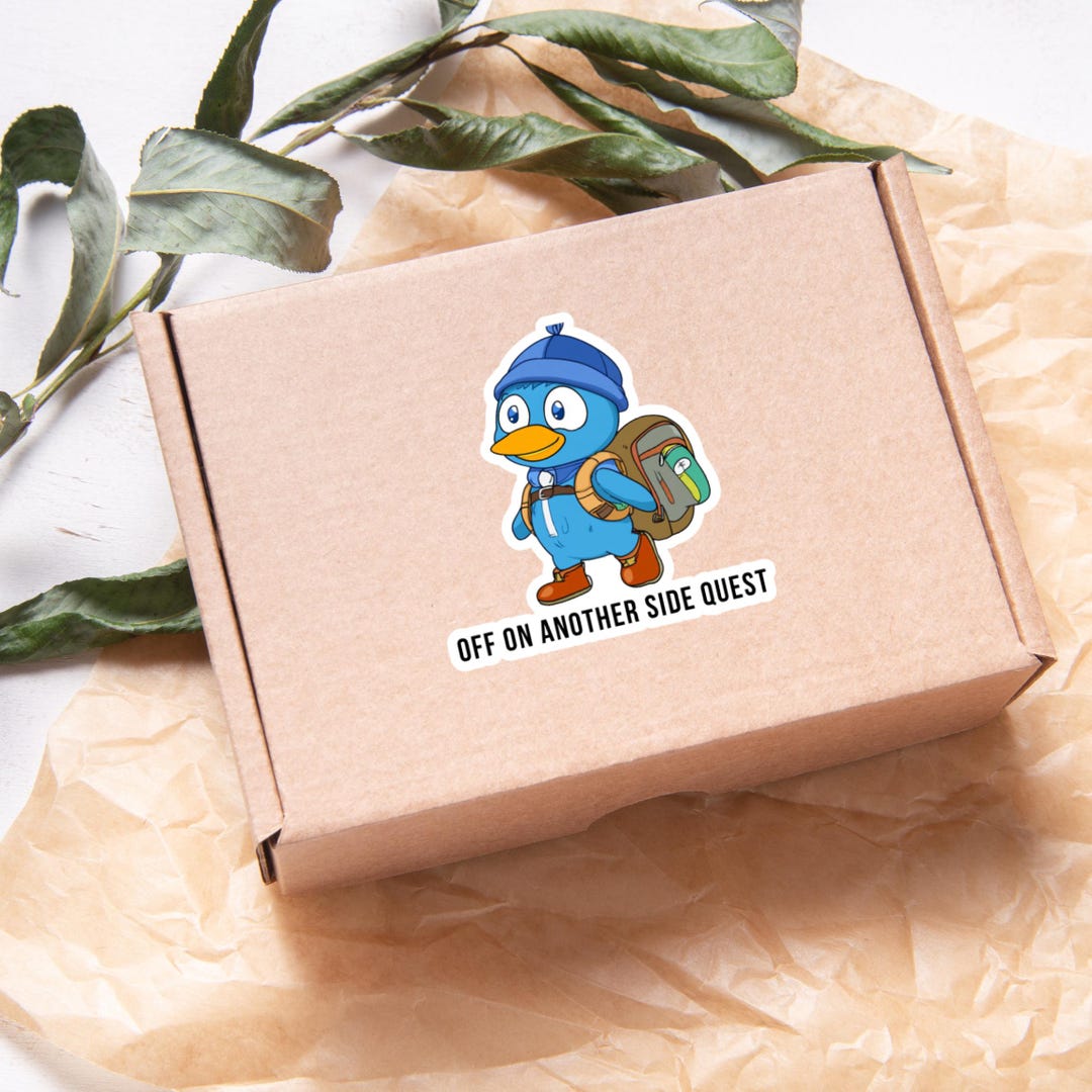 ADHD Sticker on a Side Quest Adventure , Neurodivergent Kawaii Blue ...