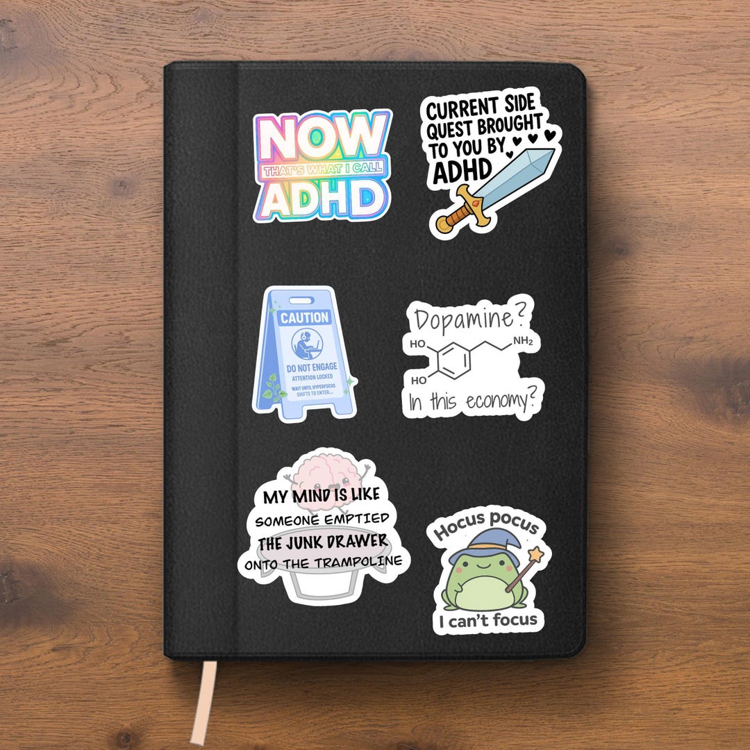 ADHD Sticker Funny Side Quest Waterproof Sticker Pack for Laptop ADHD ...