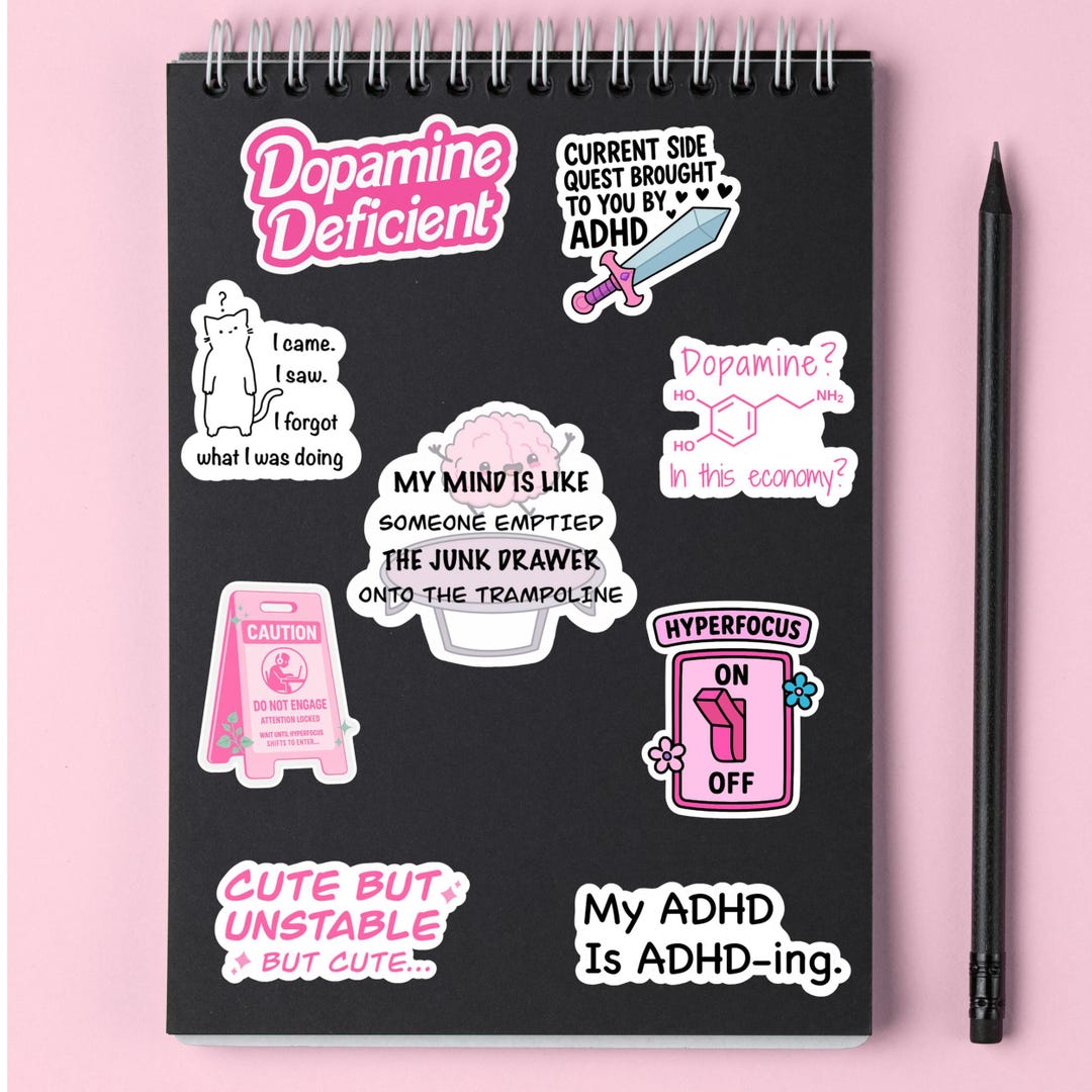 ADHD Sticker Funny Side Quest Waterproof Sticker Pack for ADHD Laptop ...