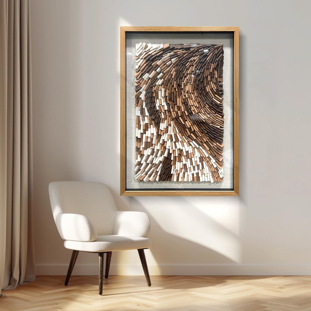 The Texture Leather Collage Craft Painting With A Contrast of Brown and ...