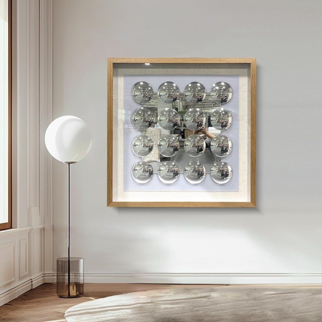 Circular Mirror Cluster Wall Art Modern Grid Array Reflective Sculpture ...