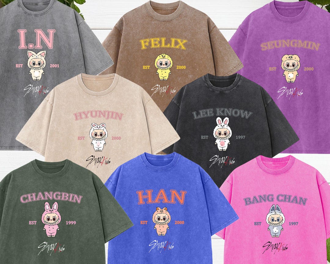 Stray Kids Skzoo Characters Shirt Whit Labubu, Kpop Group Labubu Merch ...