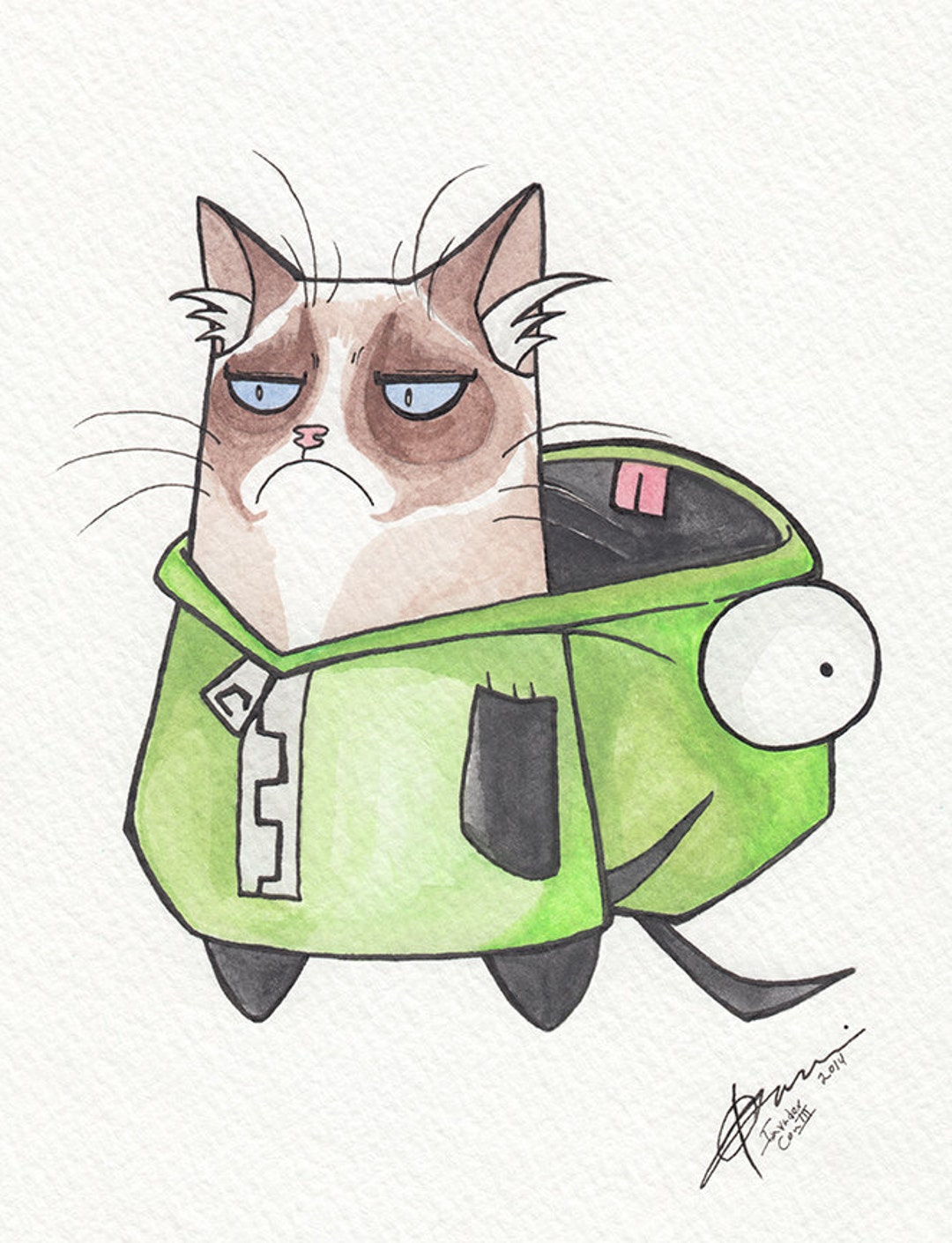 A Grumpy Cat in a GIR Suit (print) - Etsy