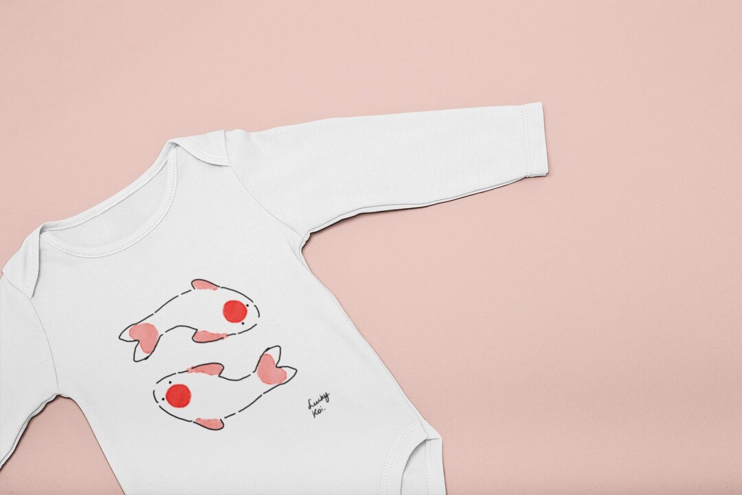 Koi Fish Tancho Kohaku Personalized Organic Baby Bodysuit Customizable ...