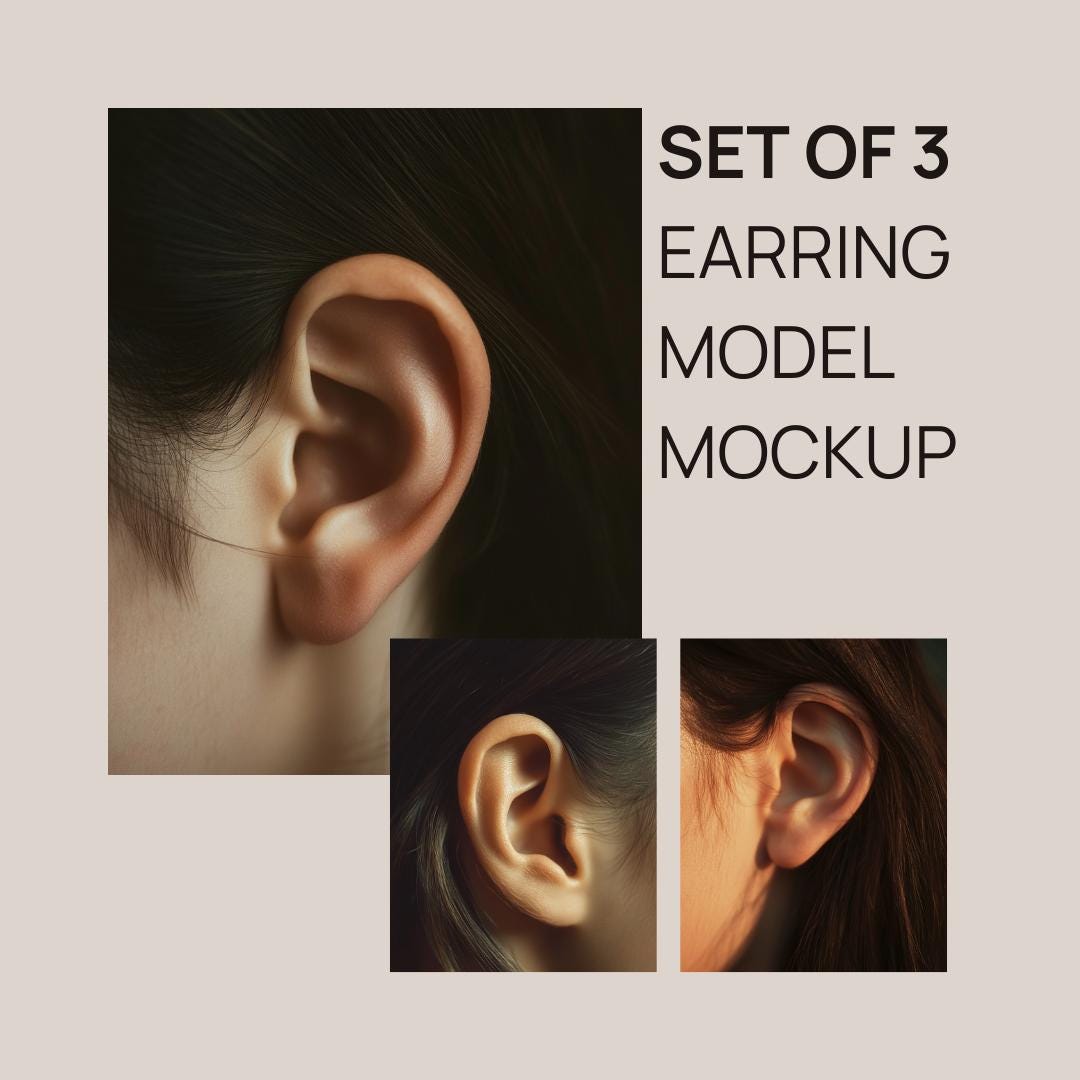 Photorealistic Earring Model Mockup Set, Jewelry Mockup - Etsy