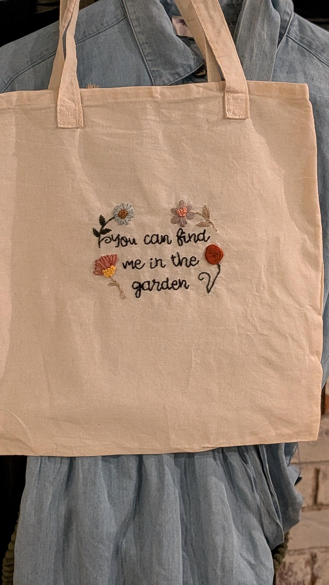Hand Embroidered Tote Bag - Etsy