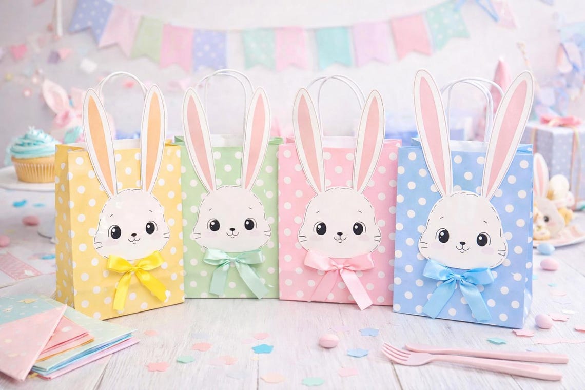 My Bunny is One Favor Bags, Bunny Theme Gift Bags, Bunny Easter Party ...