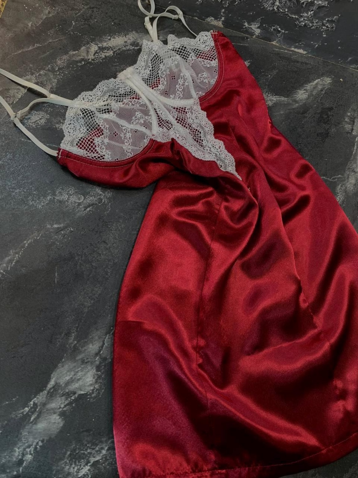 Ruby Red Satin Petticoat With White Lace - Etsy