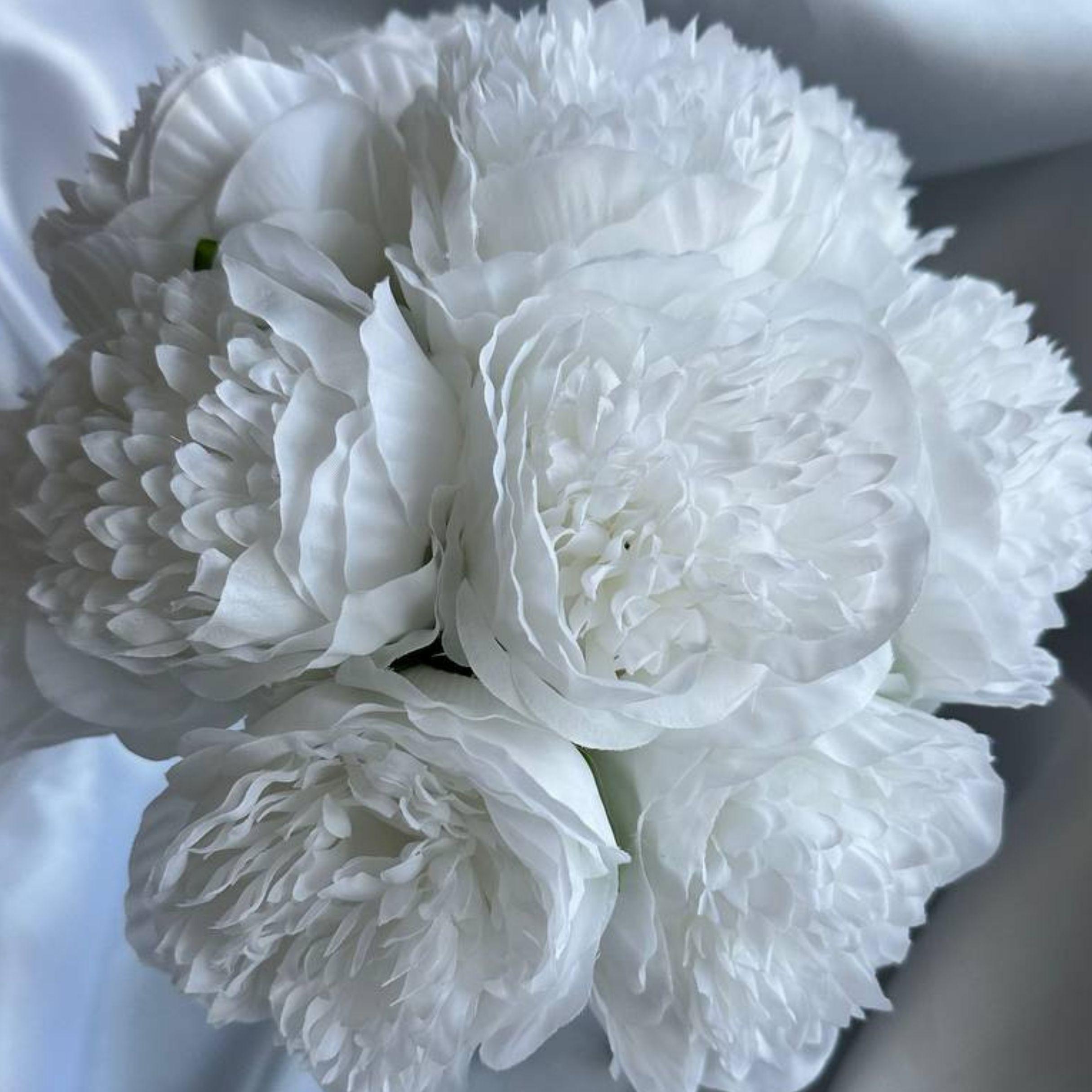 White Peony Bridal Bouquet - Handmade Artificial Flowers - Perfect ...