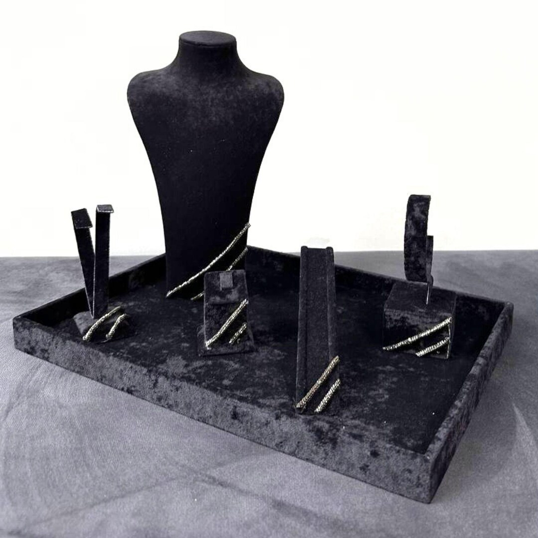Custom Black Velvet Jewelry Display Set Necklace, Ring, Bracelet ...