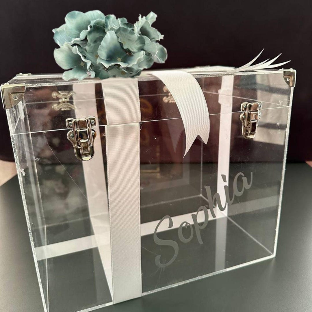Personalized Acrylic Wedding Box, Custom Bridal Keepsake Chest ...