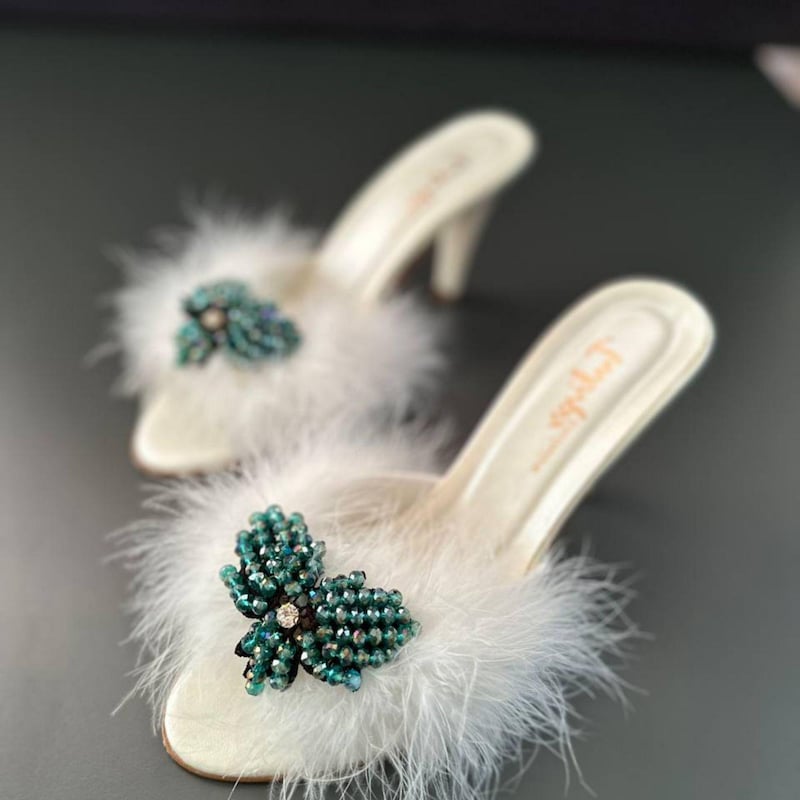White High Heel Slippers - Etsy