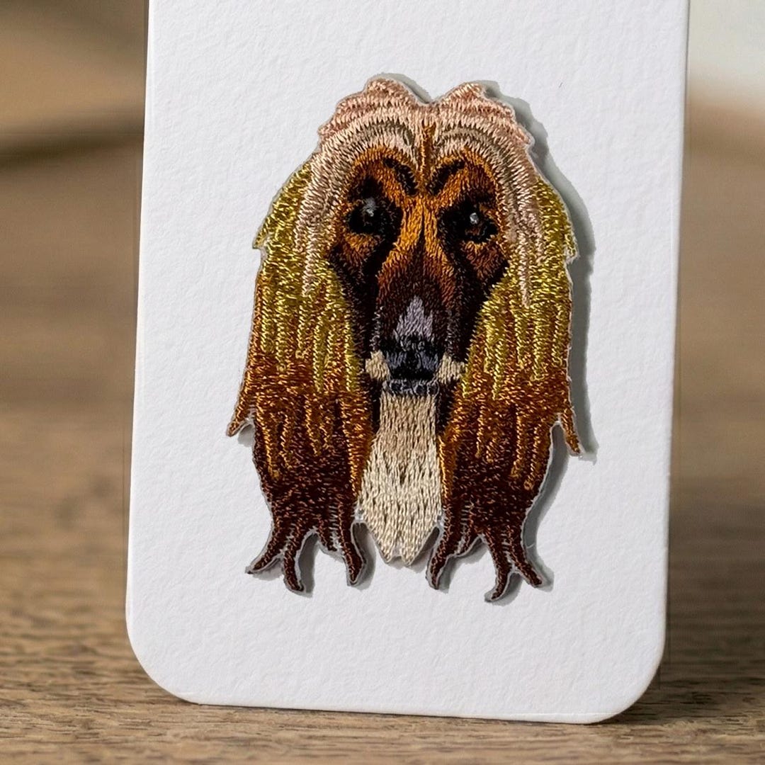 Afghan Hound Patch, Long Haired Dog Iron on Badge, Embroidered Golden ...