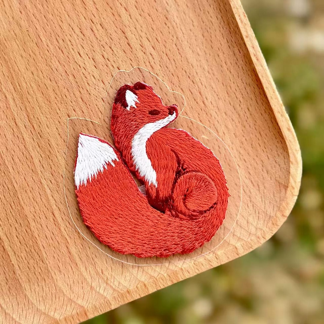 Red Fox Embroidered Patch Forest Animal Iron on Round DIY Fabric ...