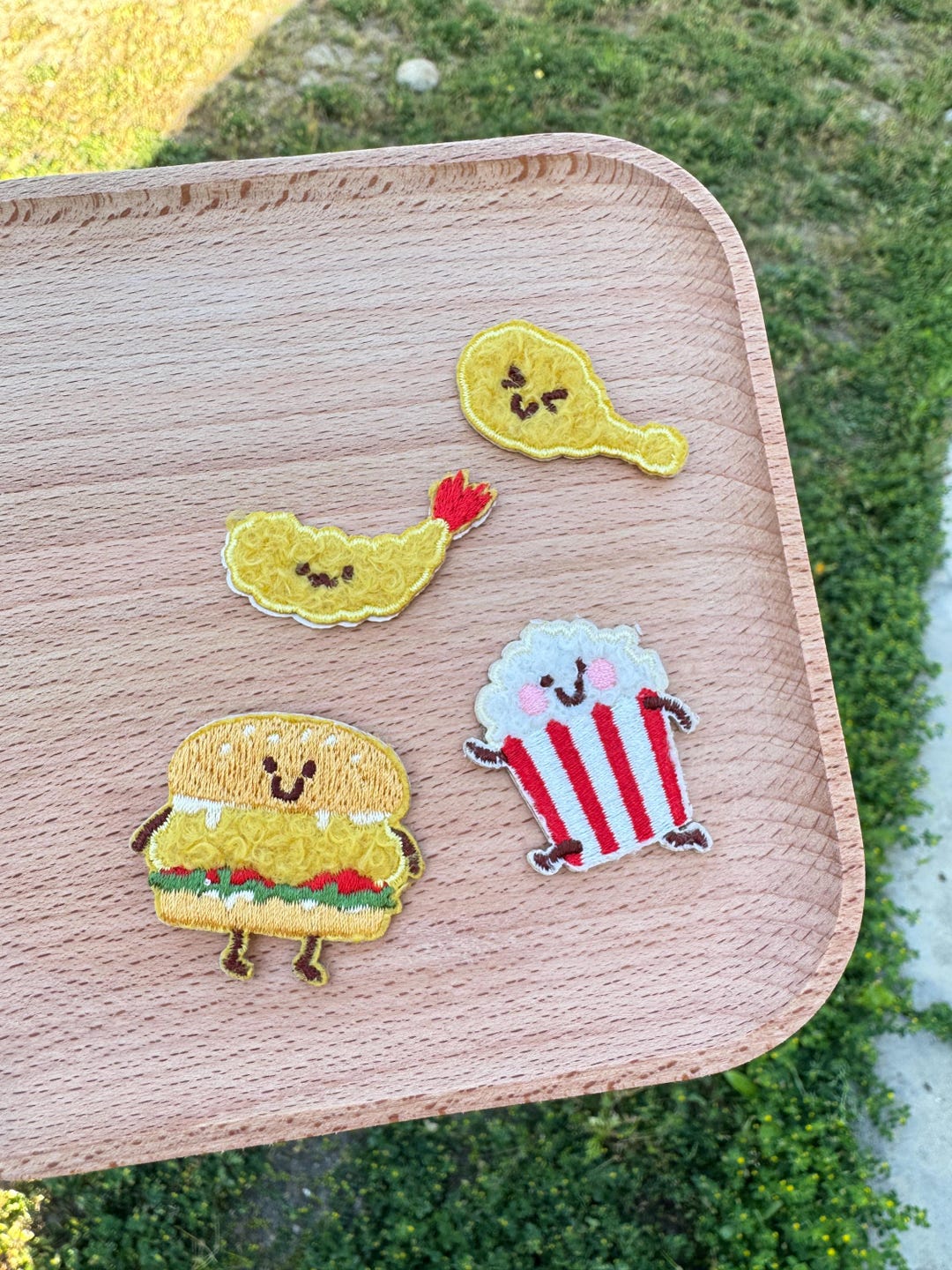 Fuzzy Fried Food Embroidered Patches Set | Cute Kawaii Burger Popcorn ...
