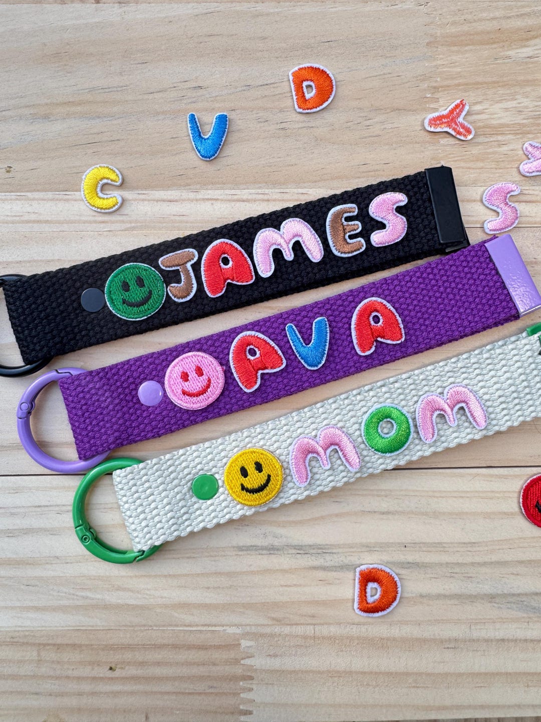 Custom DIY Keychain Strap With Name Letters, Personalized Embroidered ...