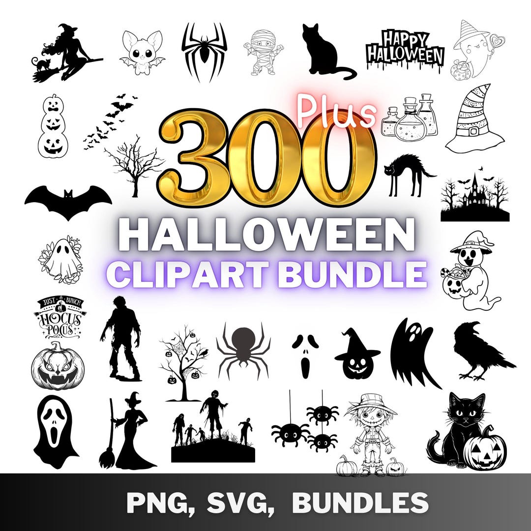 300 Plus Mega Bundle Halloween Clip Art Png & SVG , Halloween PNG ...