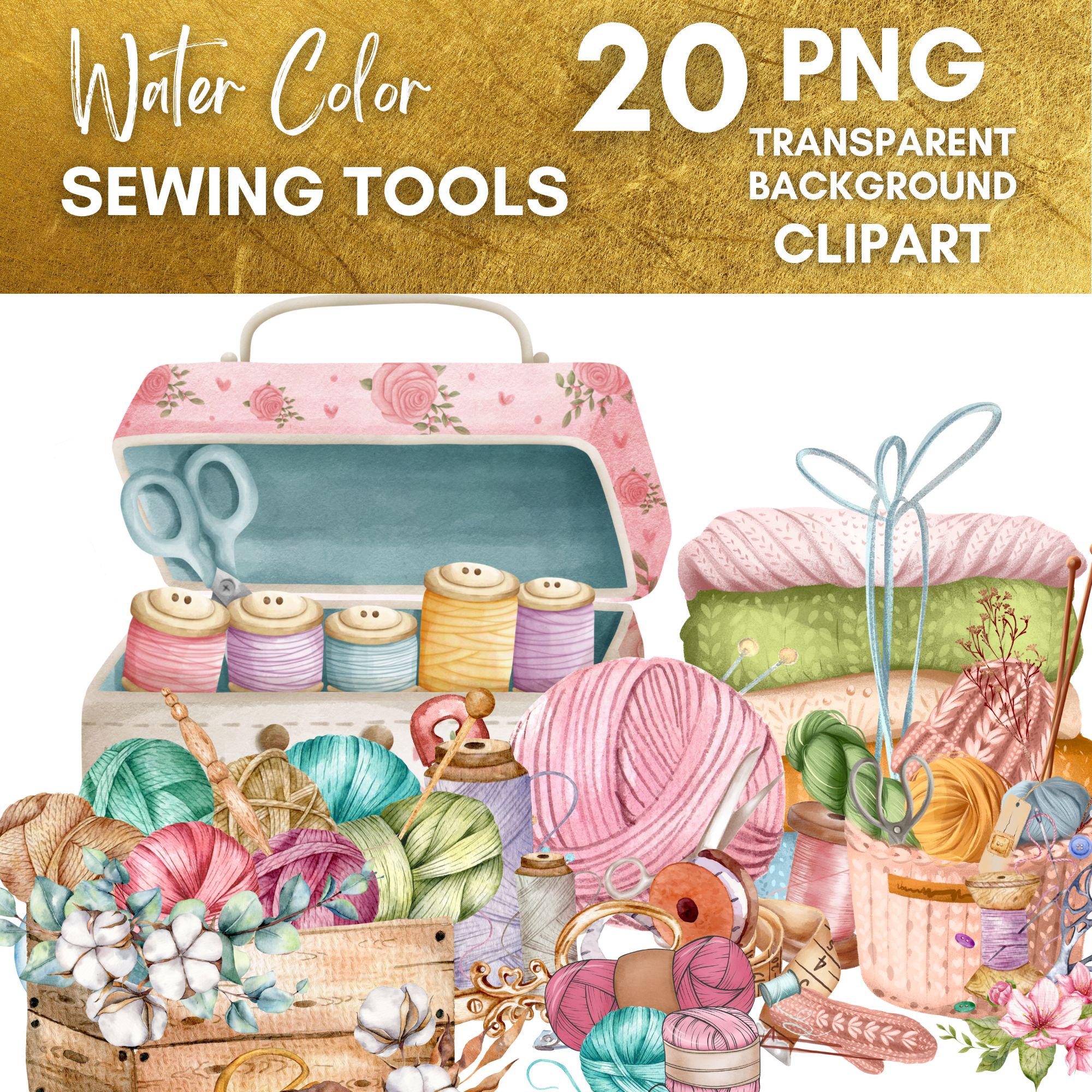 Watercolor Sewing Tools PNG With Transparent Background | Craft Clipart ...