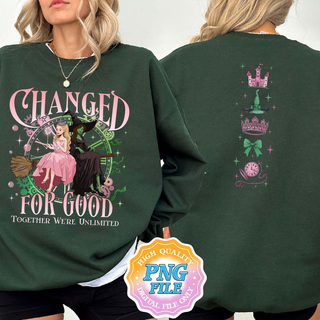 Wicked Changed for Good PNG Digital Download, Pink & Green Couple Shirt ...
